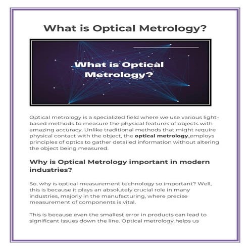 What is Optical Metrology? Important, Working, Features | PDF