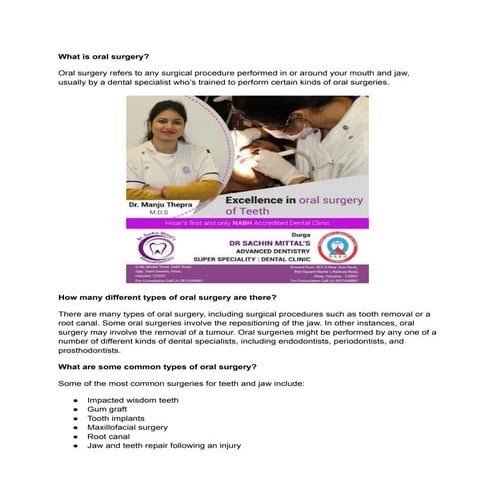 What is oral surgery type, preparation | PDF