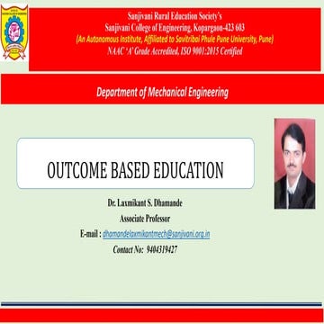OUTCOME BASED EDUCATION for engineering education | PPTX