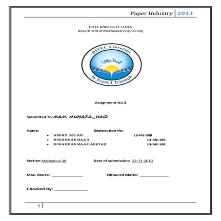 Paper Manufacturing process | PPTX