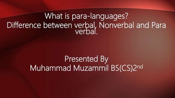 Verbal and nonverbal communication | PPT
