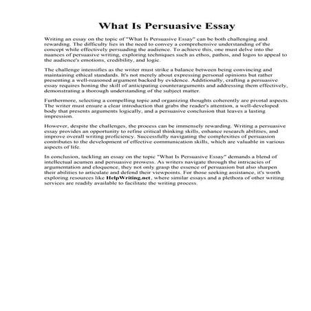 What Is Persuasive Essay | PDF