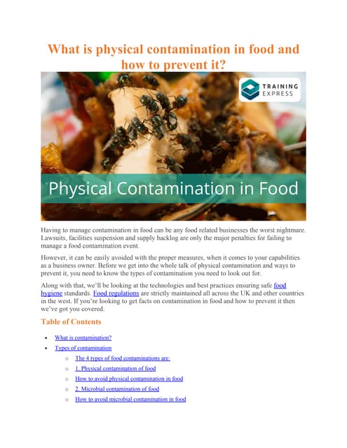 Sources of food contamination and prevention | PPTX | Food & Drink