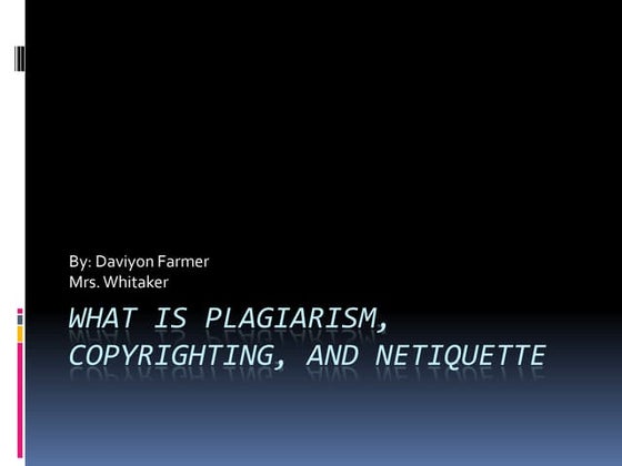 Plagiarism vs copyright | PPTX