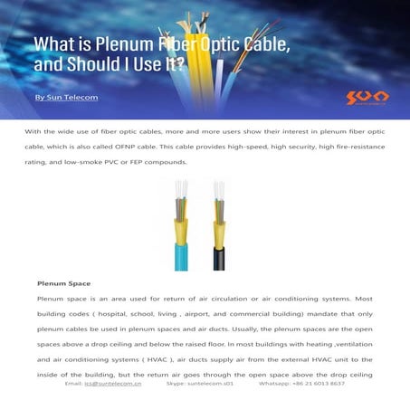 What is Plenum Fiber Optic Cable, and Should I Use It? | PDF