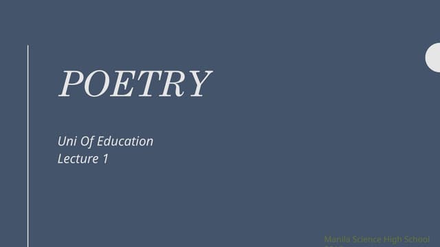 Grade 9 Poetry and its Basic Elements | PPTX