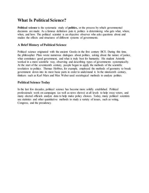 Theories of Political Science | PPTX