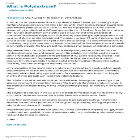 What is polydextrose ingredients - fstdesk | PDF