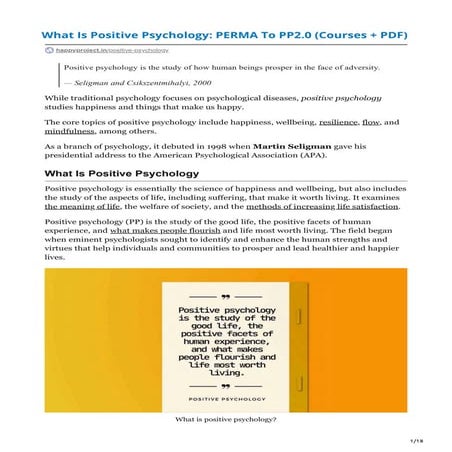 What is positive psychology (summary) the happiness blog | PDF