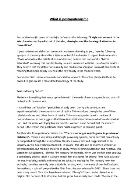 A2 introduction to postmodernism | DOCX