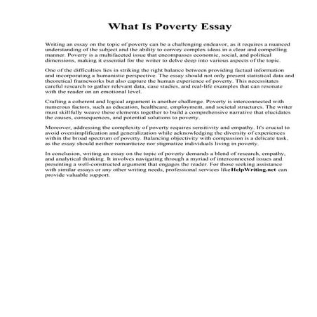 What Is Poverty Essay. Victor Valley College | PDF
