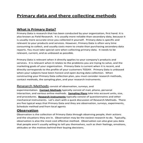 What is primary data in detail | PDF