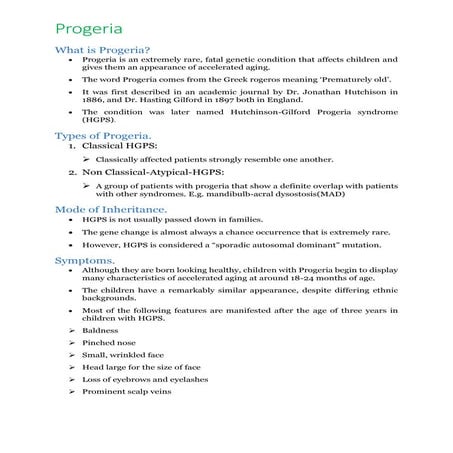 Progeria | PDF | Heart and Cardiovascular Diseases | Diseases and ...
