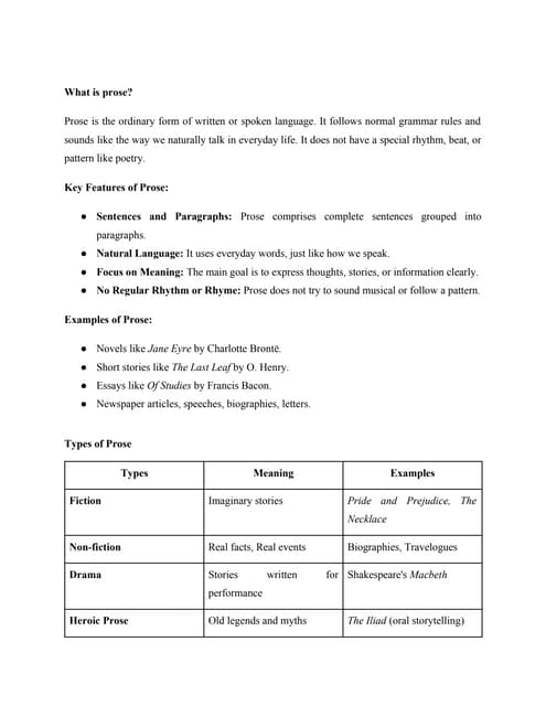 Elements of prose | PPTX