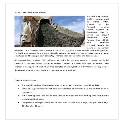 What is Portland Slag Cement ? | DOCX