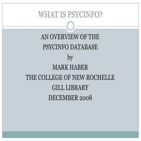 What Is Psycinfo | PPTX | Books and Literature