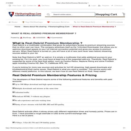 What is real debrid premium membership? | PDF