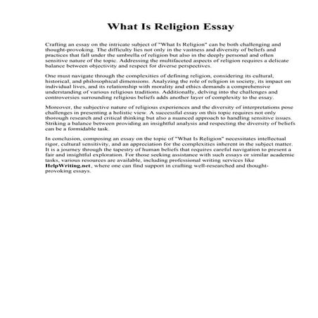 What Is Religion Essay. Online assignment writing service. | PDF