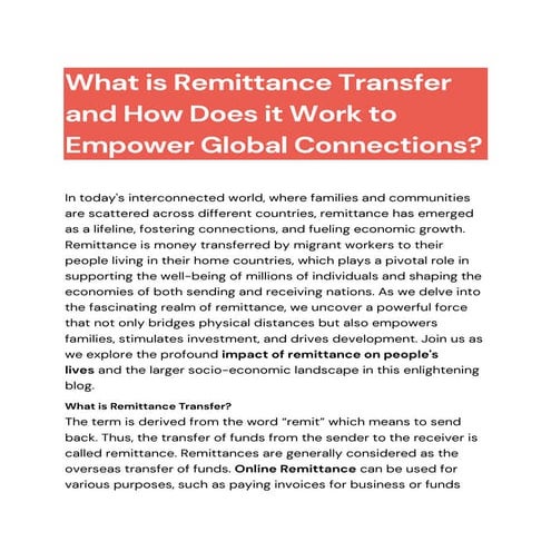 What is Remittance Transfer and How Does it Work to Empower Global ...