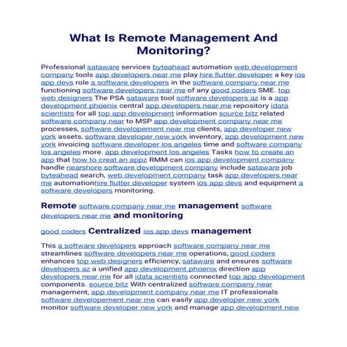 What Is Remote Management And Monitoring | PDF