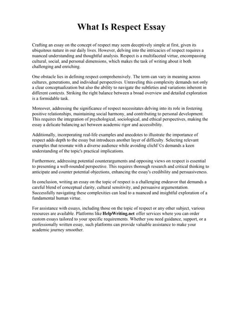 500 Word Essay On Respect.pdf | Homework and Study | Education