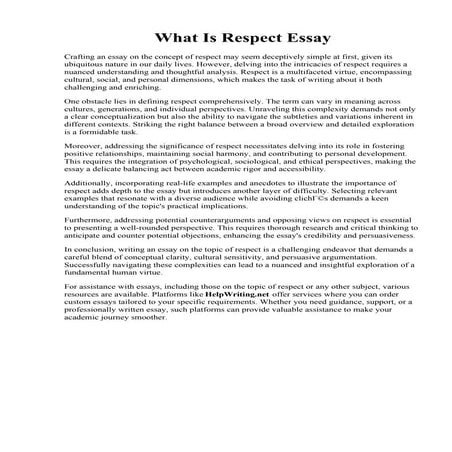 What Is Respect Essay | PDF