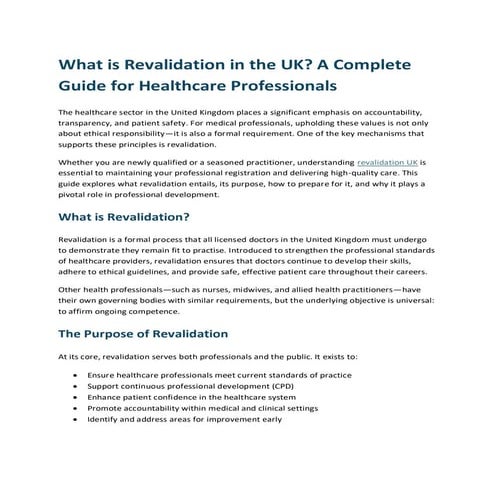 What is Revalidation in the UK A Complete Guide for Healthcare ...
