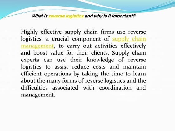 Reverse Logistics from Distribution and Supply Chain Management | PPT