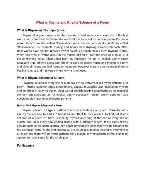 Rhyme Scheme, Rhythm, and Meter | PPTX