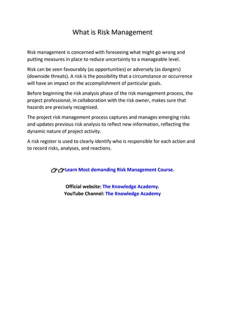 Risk Management Assignment | PDF | Homework and Study | Education
