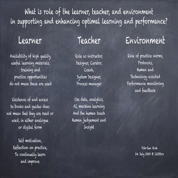 What is role of the learner, teacher, and environment in supporting and ...