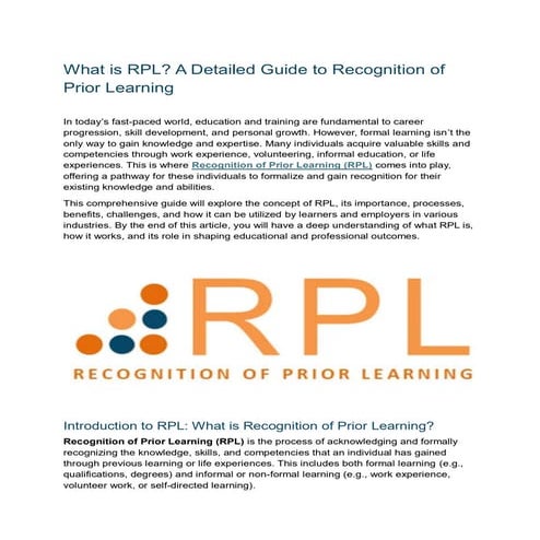 What is RPL? A Detailed Guide to Recognition of Prior Learning .pdf