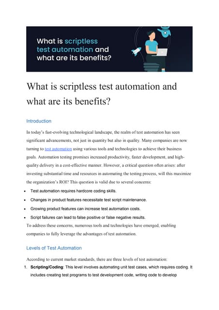 Improving Roi With Scriptless Test Automation Pdf Web Development Internet