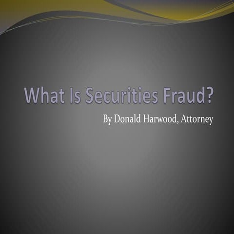 What Is Securities Fraud? | PPTX