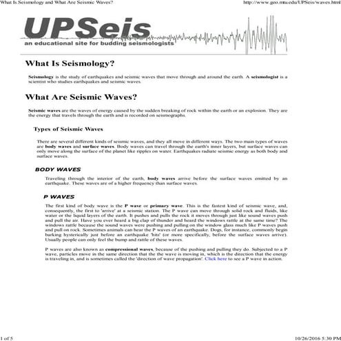 Seismic waves | PPTX