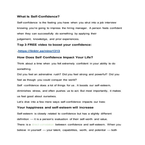 What is self confidence | PDF