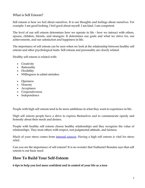 Presentation self esteem | PPTX