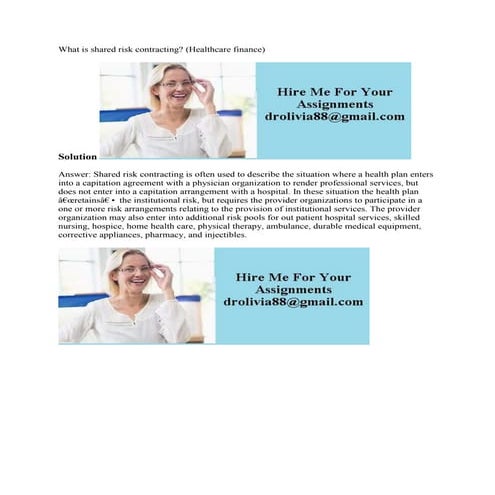 What is shared risk contracting- (Healthcare finance)SolutionAnswer- S.docx