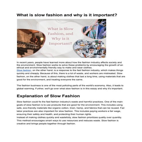 Slow Fashion vs. Fast Fashion: Key Differences and Impact | PDF