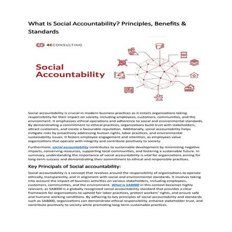 What Is Social Accountability? Principles, Benefits & Standards | PDF