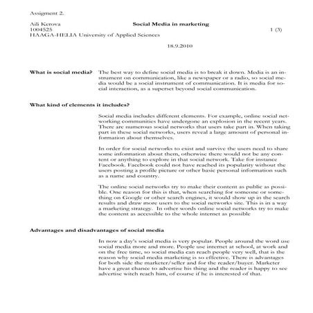 Social media marketing; Assignment 2 | DOC