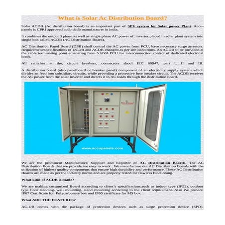 What is solar ac distribution board? | PDF