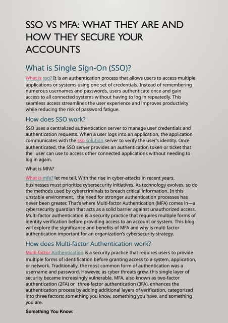 Unlocking Security: Exploring Passwordless and Multi-Factor Authentication | PPTX | Internet ...