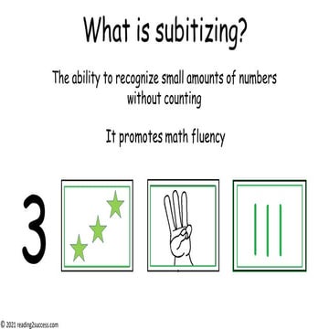 What is Subitizing? The ability to recognize small amount of numbers ...