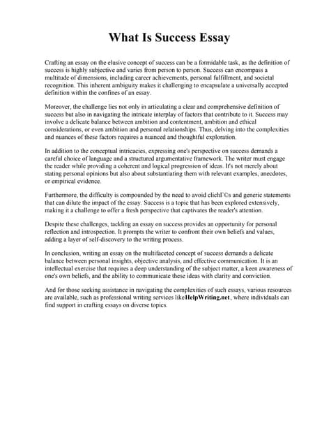 A Successful Person Essay. Fitchburg State University | PDF