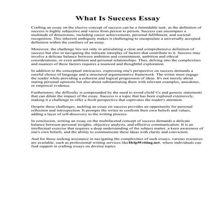 What Is Success Essay | PDF