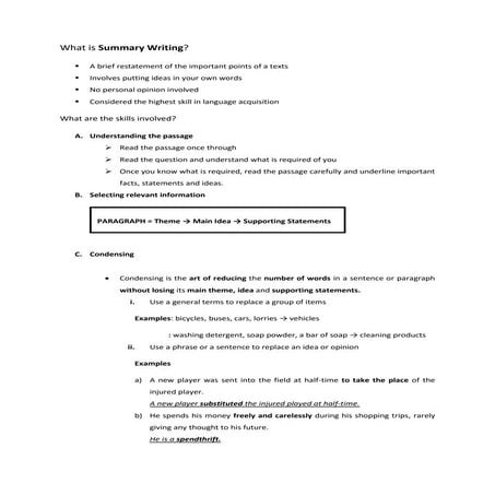 What is summary writing | PDF | Freelance Writing | Content Production
