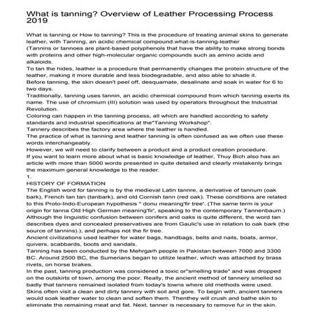 What is tanning? Overview of Leather Processing Process 2019 | PDF