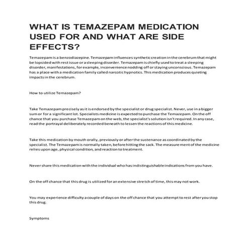 What is temazepam medication used for and what are side effects | PDF