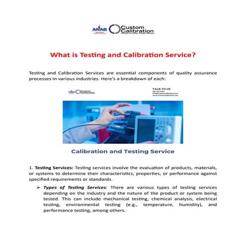 What is Testing and Calibration Services | DOCX